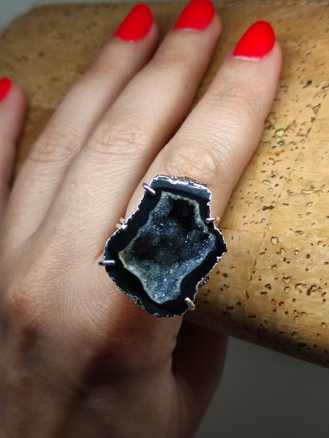 Geode Ring,raw Geode Ring,large Geode Ring, Raw Crystal Ring, Large ...