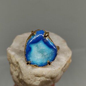 Geode Ring,raw Geode Ring,large Geode Ring, Raw Crystal Ring,large Cocktail Ring,rock Ring,rough ...