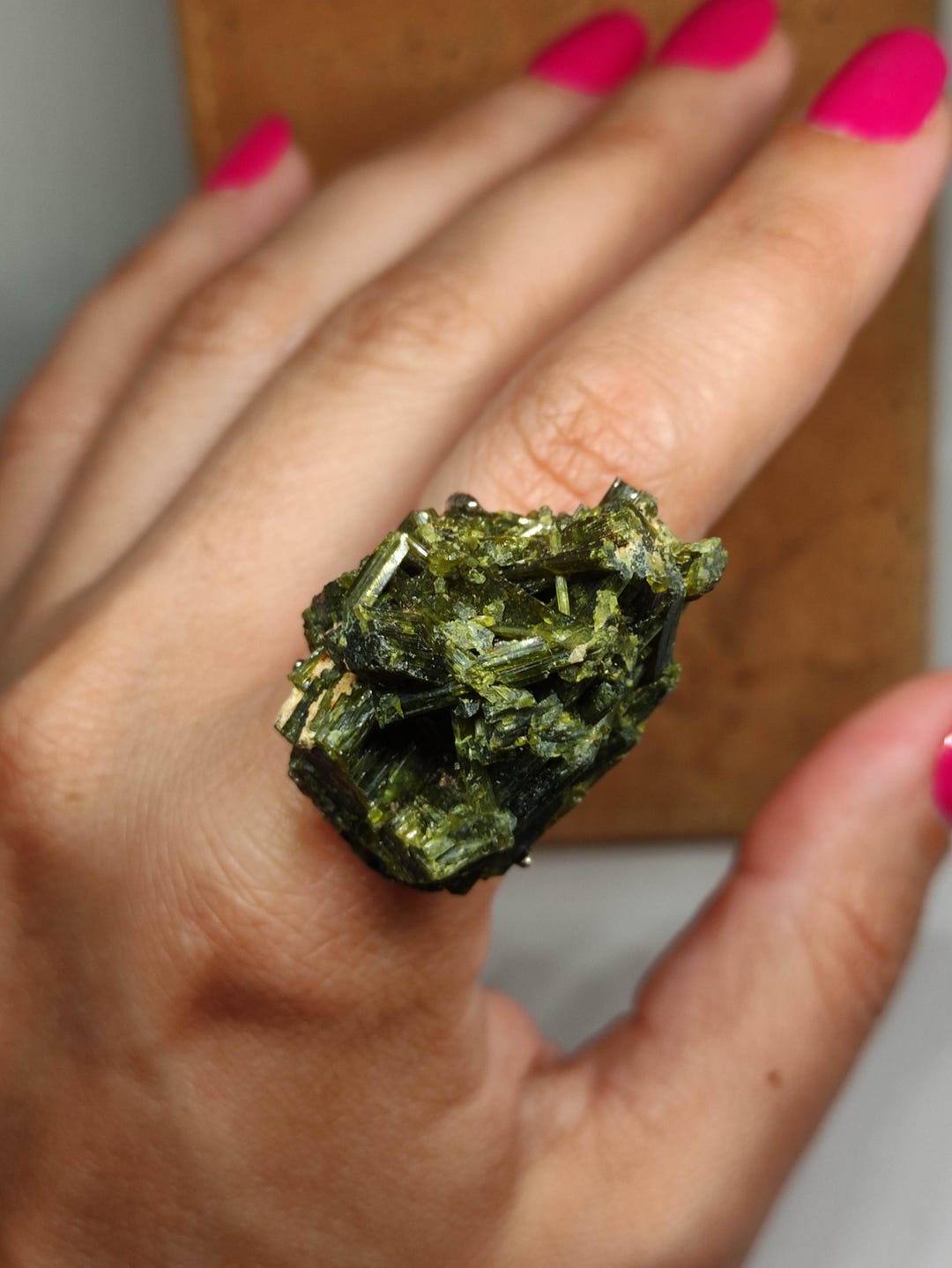 Green Tourmaline Ring, Verdelite Ring,raw Tourmaline Ring, Large ...