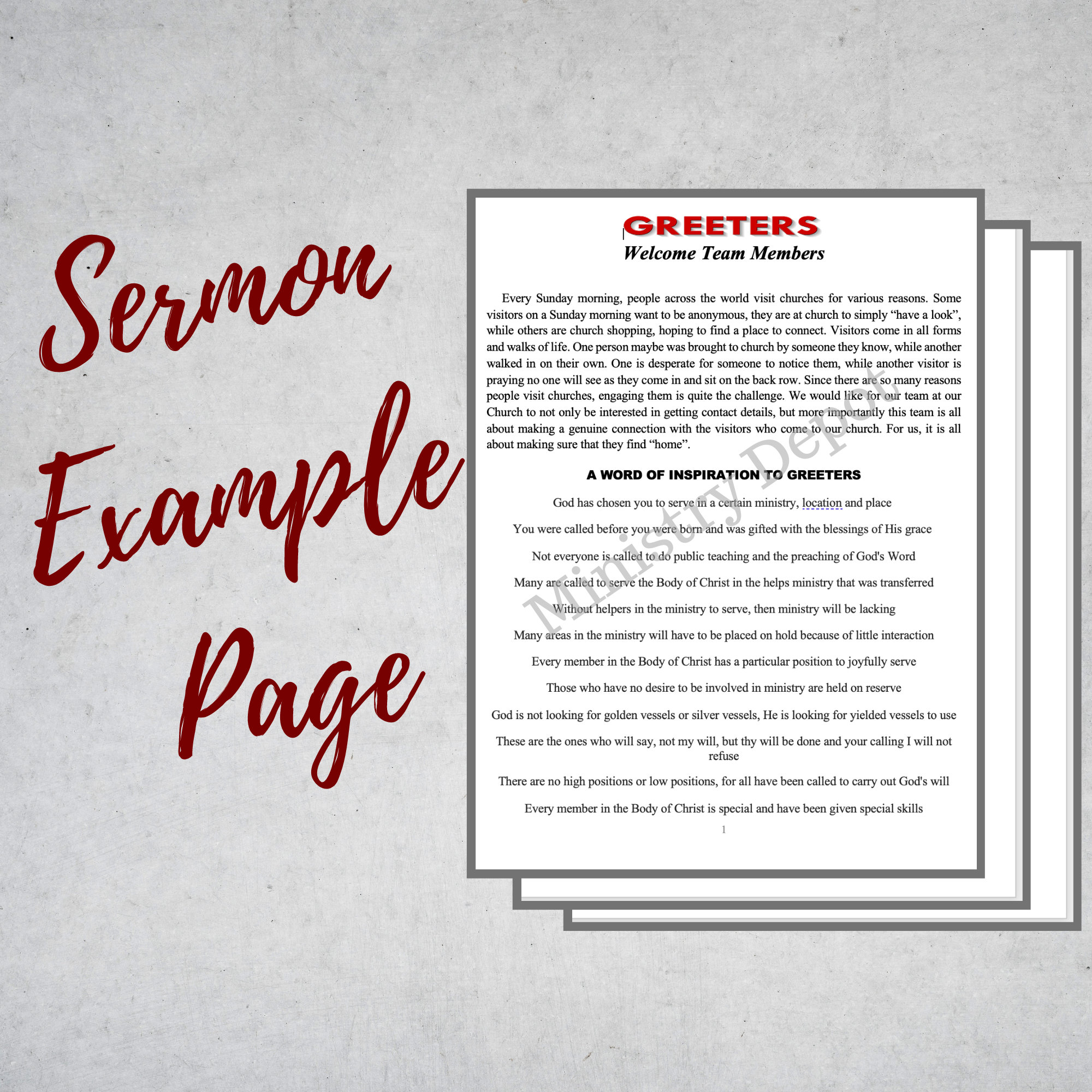 Greeter's Handbook | Digital Material for Pastors, Ministers, and ...