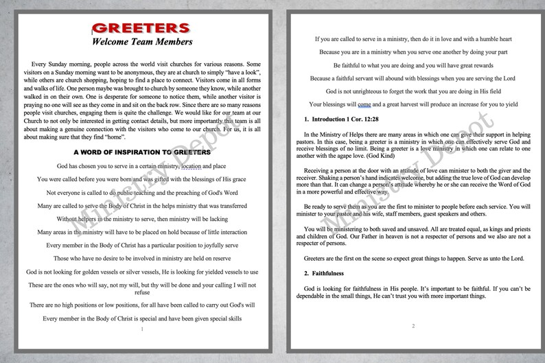 Greeter's Handbook | Digital Material for Pastors, Ministers, and ...