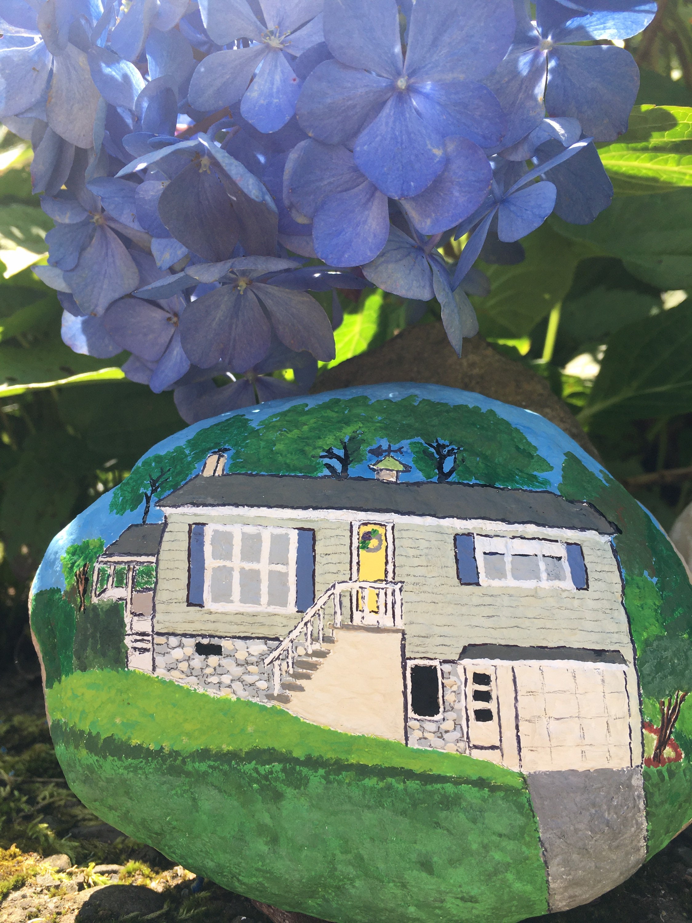 Home Sweet Stone - Hand Painted Housewarming Garden Rock With Image of ...