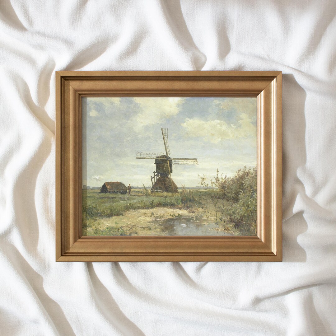 Waterway Windmill #292, Neutral Cottagecore Farmhouse Decor, Vintage ...