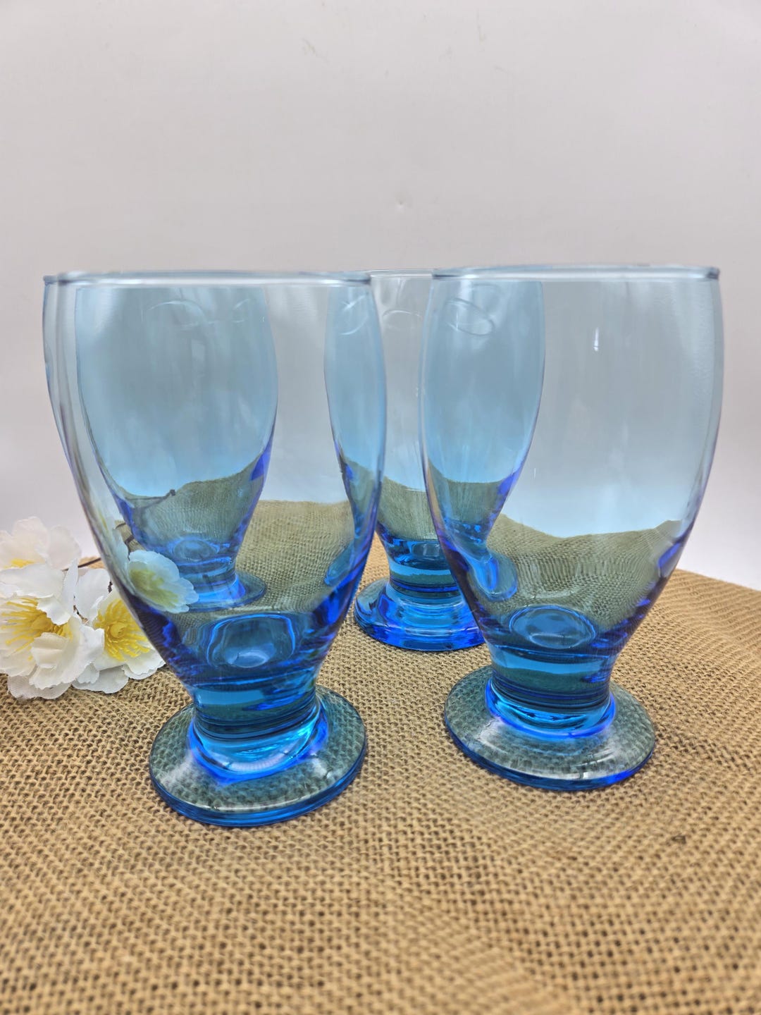 Aqua Blue Water Goblets/glasses, Set of 4 by Cristar Lexington - Etsy
