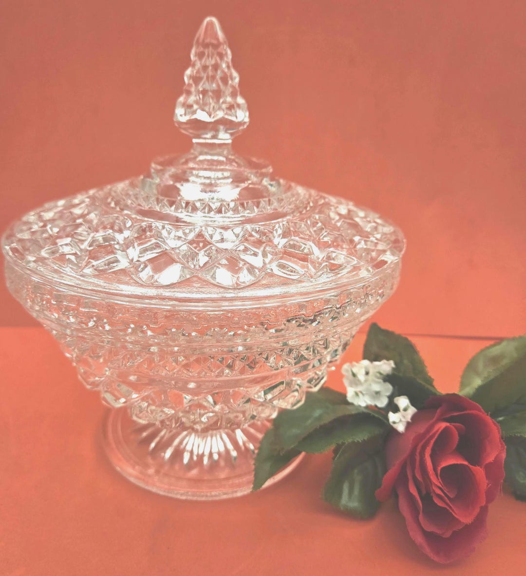 Anchor Hocking Wexford Diamond Design Candy Dish, C. 1970's - Etsy