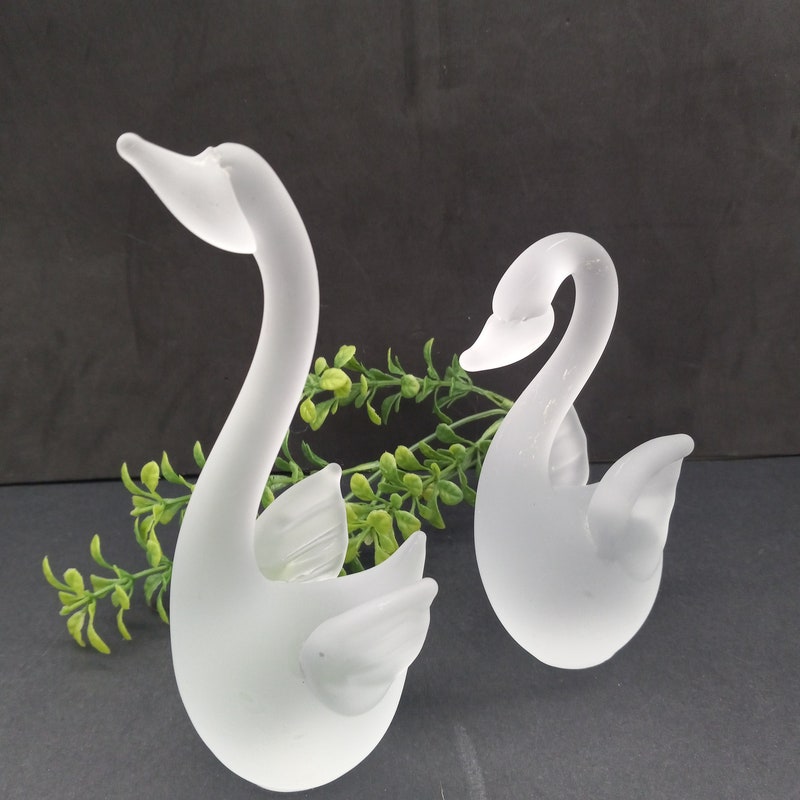 Frosted Glass Swan Figurine - Etsy