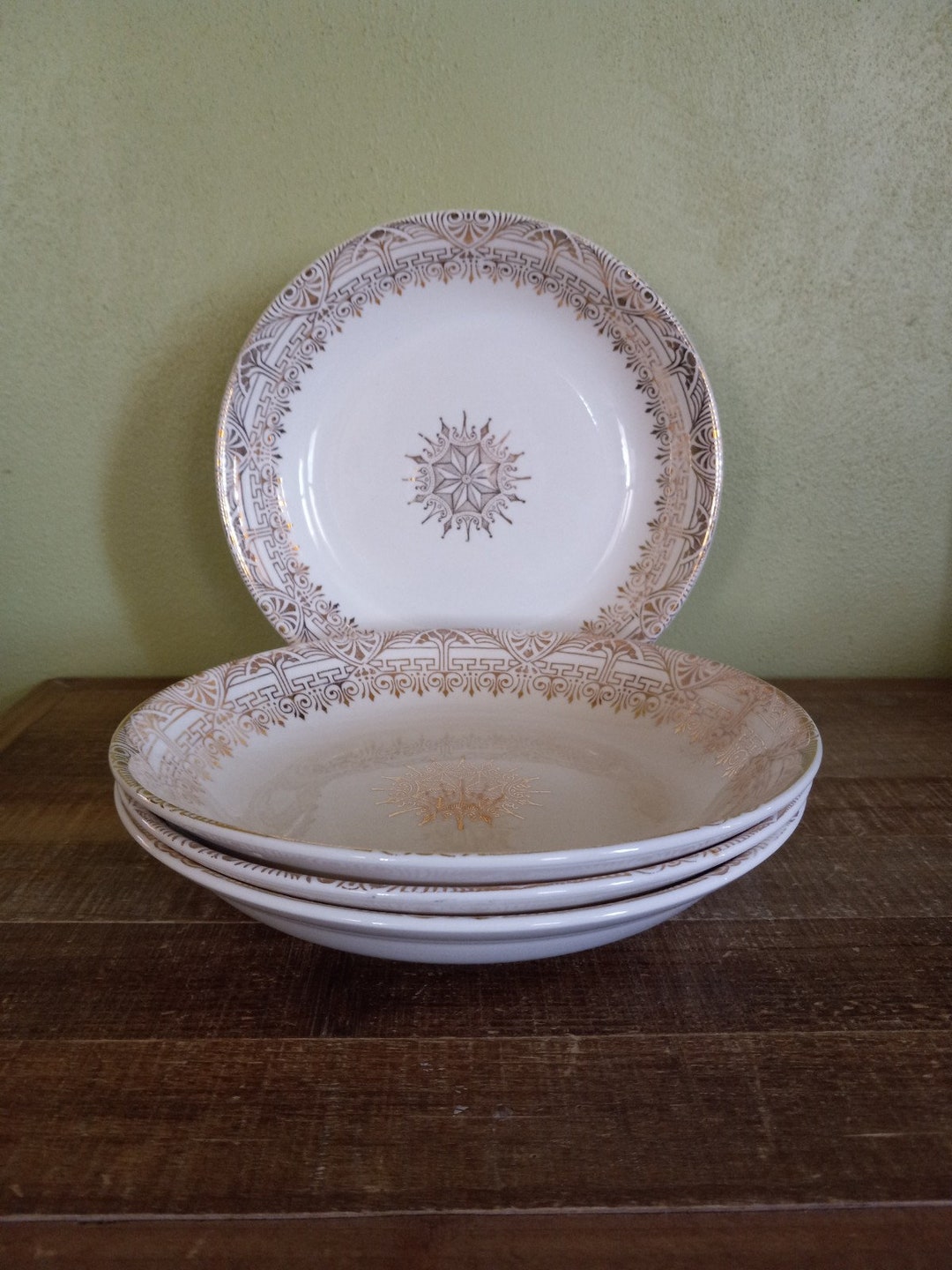 Stetson 22k Gold Greek Key & Shields Set of 4 Soup Bowls 1960 - Etsy