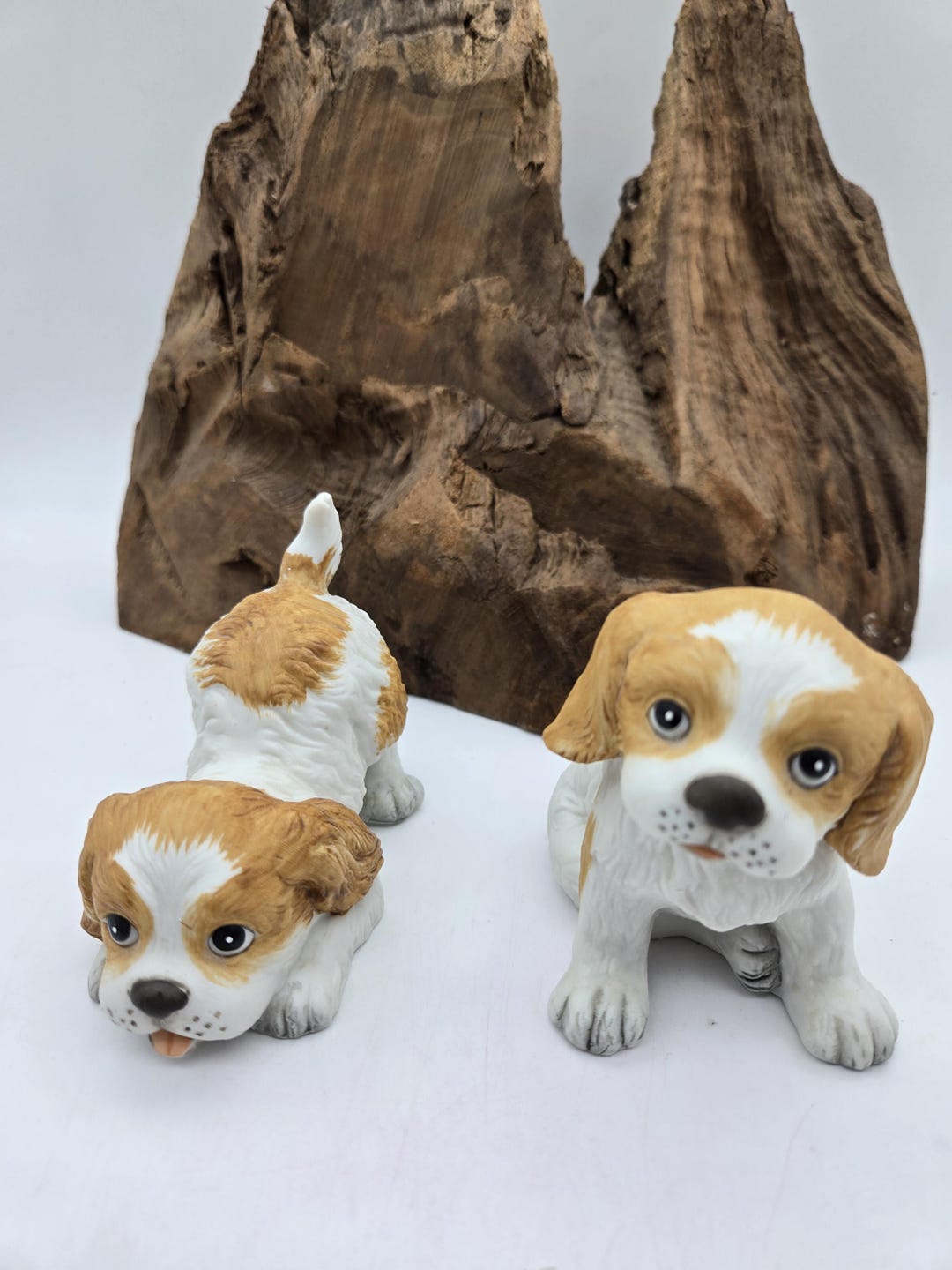 Homco White & Brown Puppy Figurines, #1407, Set of 2 - Etsy