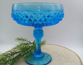 Vintage Indiana Glass Regal Blue Glass 4 Pc Tray Set . Diamond Cut ...