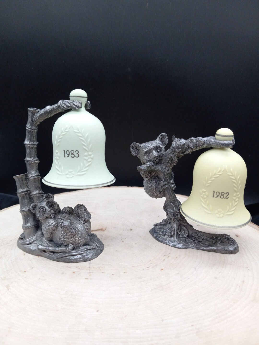 Koala Pewter Stands With Ceramic Bells, Set of 2 by Micheal Ricker ...