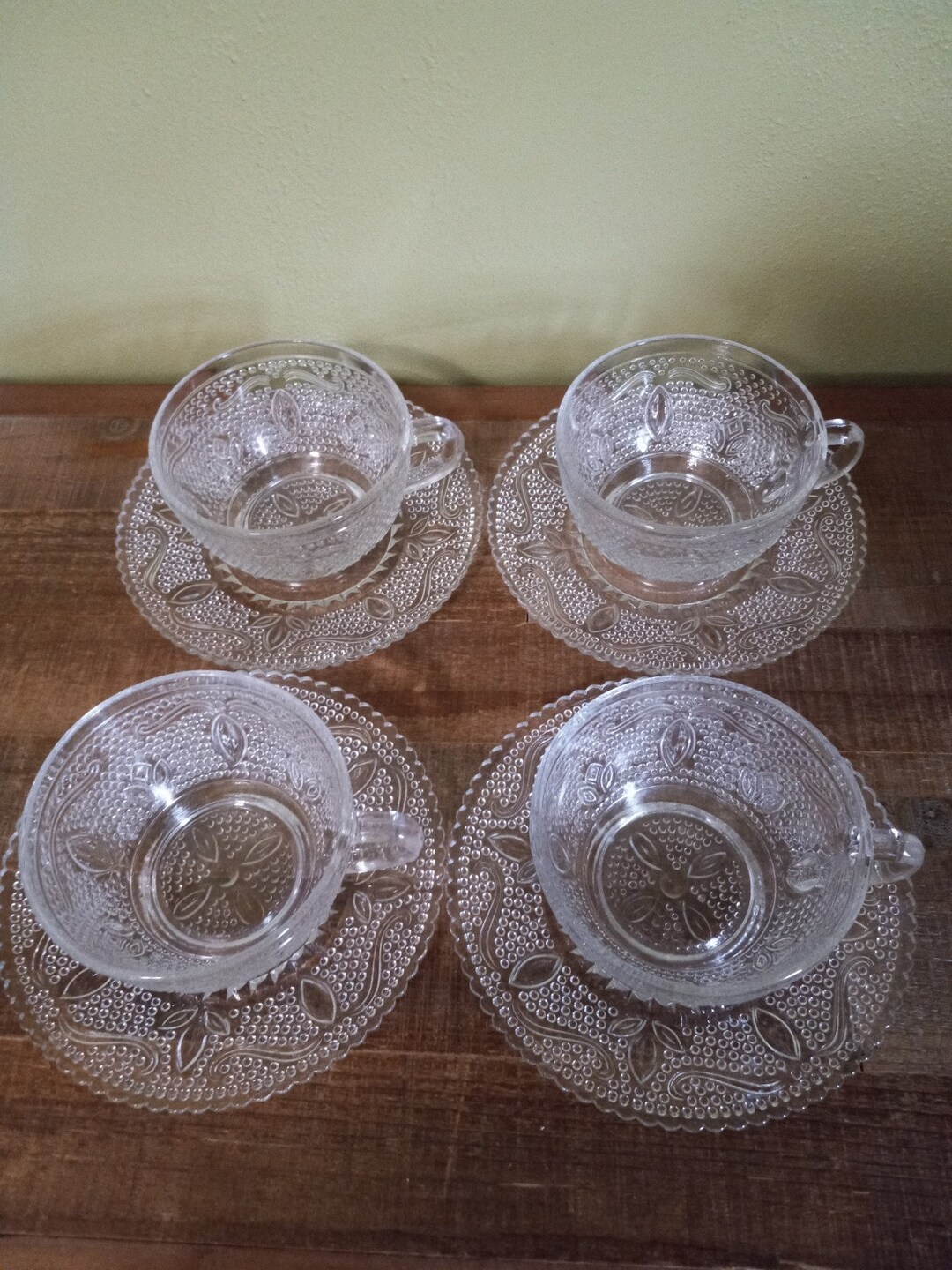 Heritage Cups and Saucers by Federal Glass, Set of 4 - Etsy