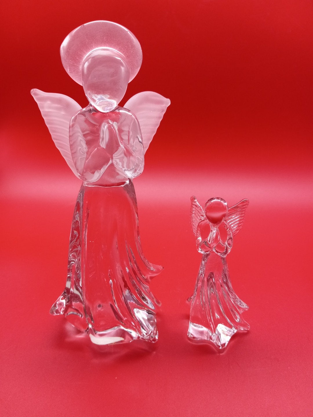 Set of 2 Clear Glass Angels, One Large and One Small - Etsy