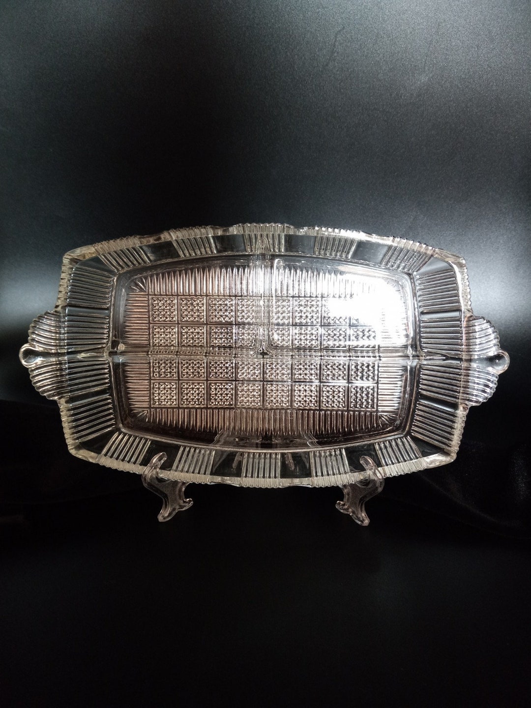 3 Section Crystal Serving Tray Dish - Etsy