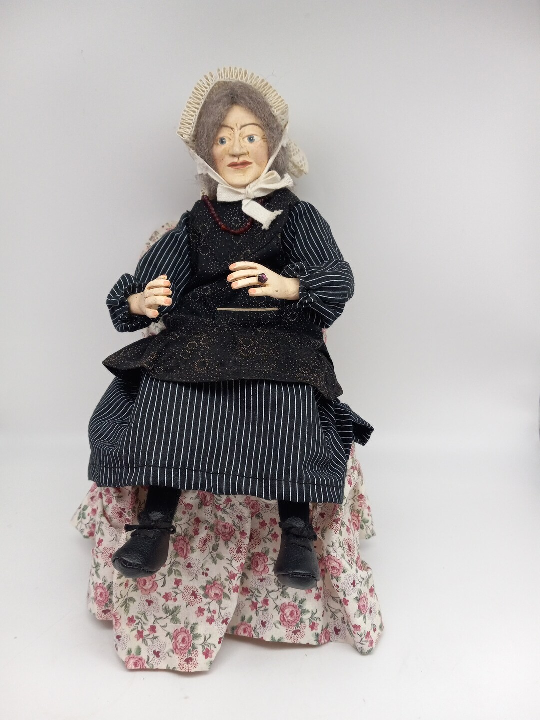 Old Lady Folk Art Doll Sitting on Homemade Chair. - Etsy