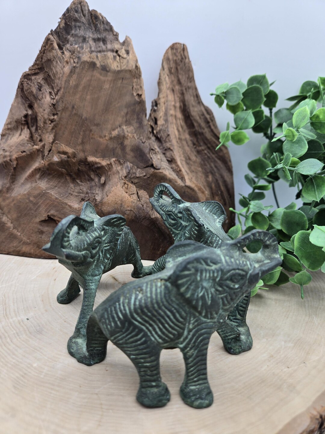Heavy Solid Brass Green Elephants, 3 Together in a Circle. - Etsy