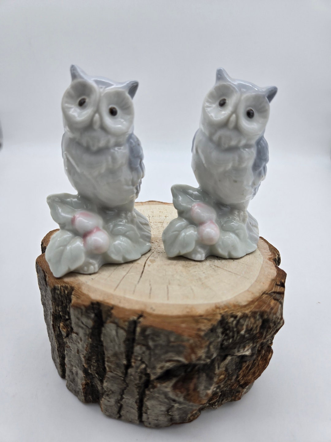 Blue & White Porcelain Owl Figurines, George Good, Set of 2 - Etsy