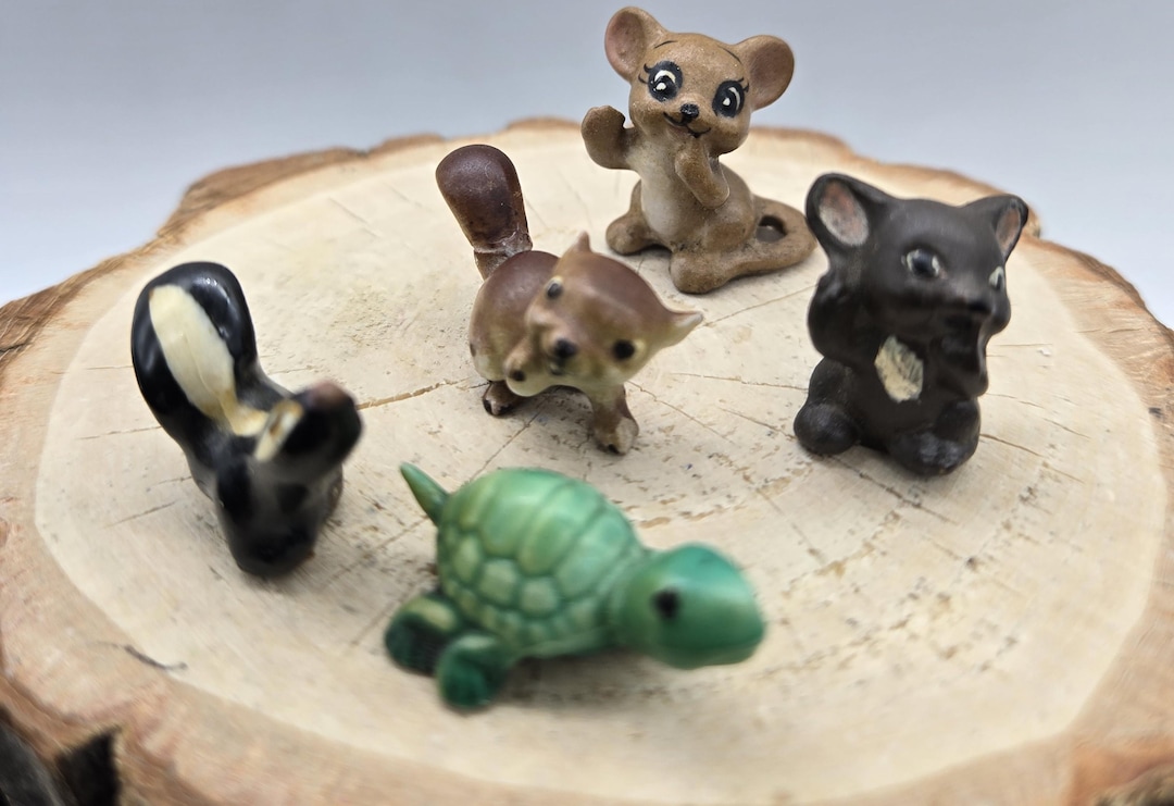 Mini, Mini Animal Ceramic Figures,set of 5 - Etsy