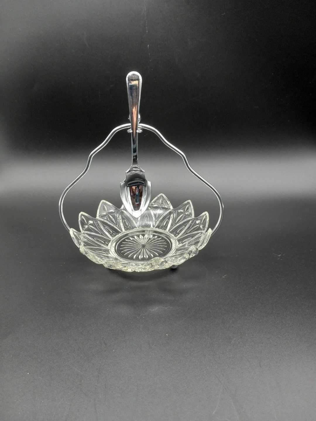 Crystal Relish/jam Dish W/spoon and Holder - Etsy