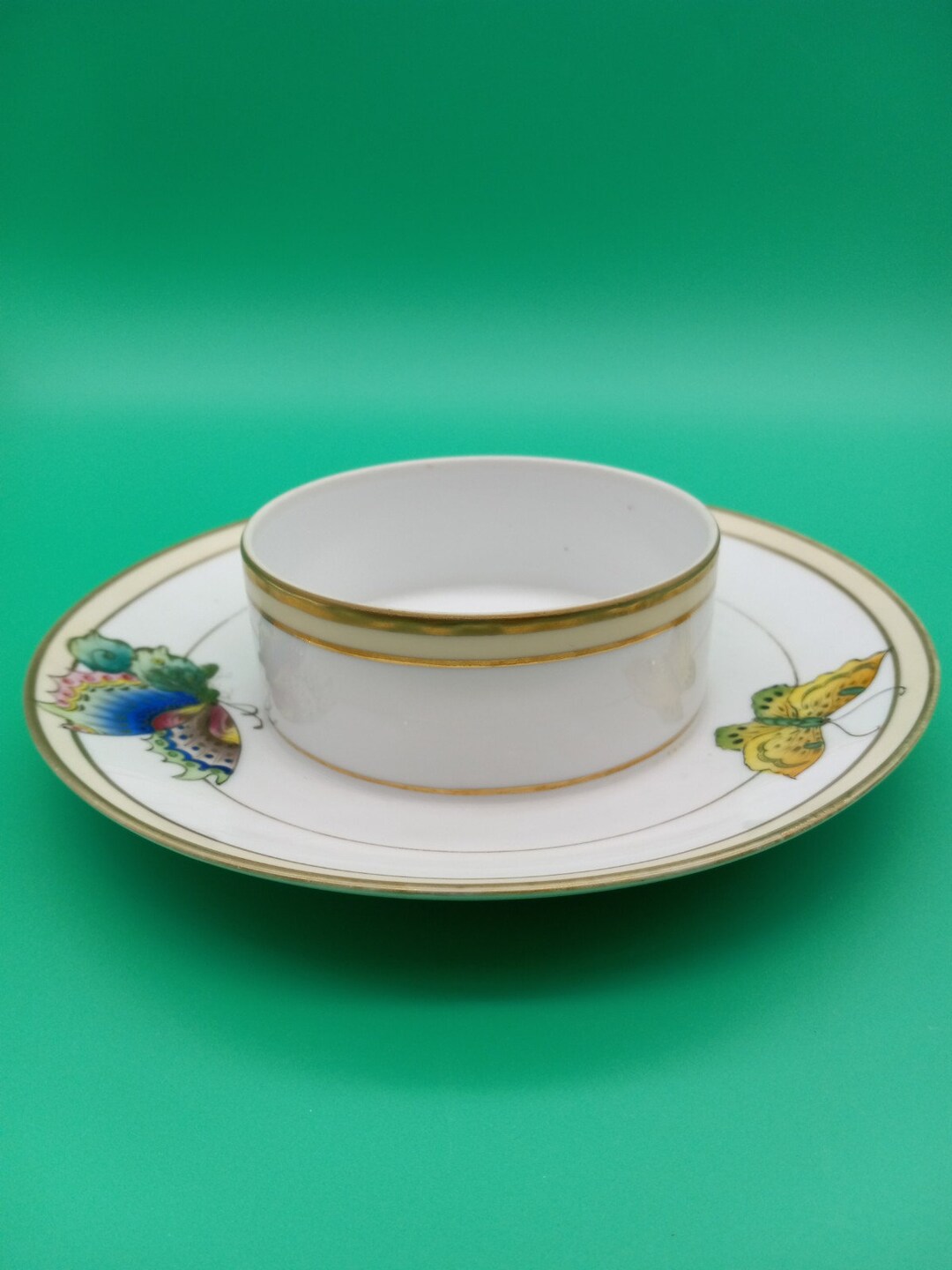 Antique Nippon Hand Painted Dish W/attached Bowl. Butterfly Design ...