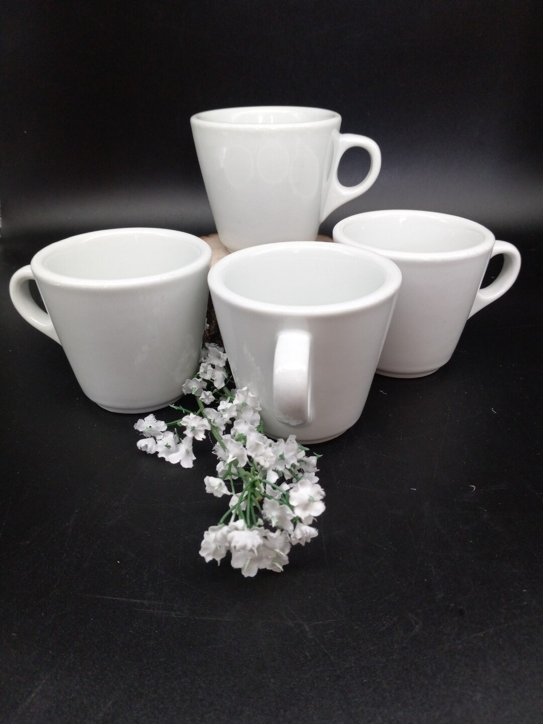 Set of 4 Schmidt Porcelana White Porcelain Mugs. Brazil - Etsy