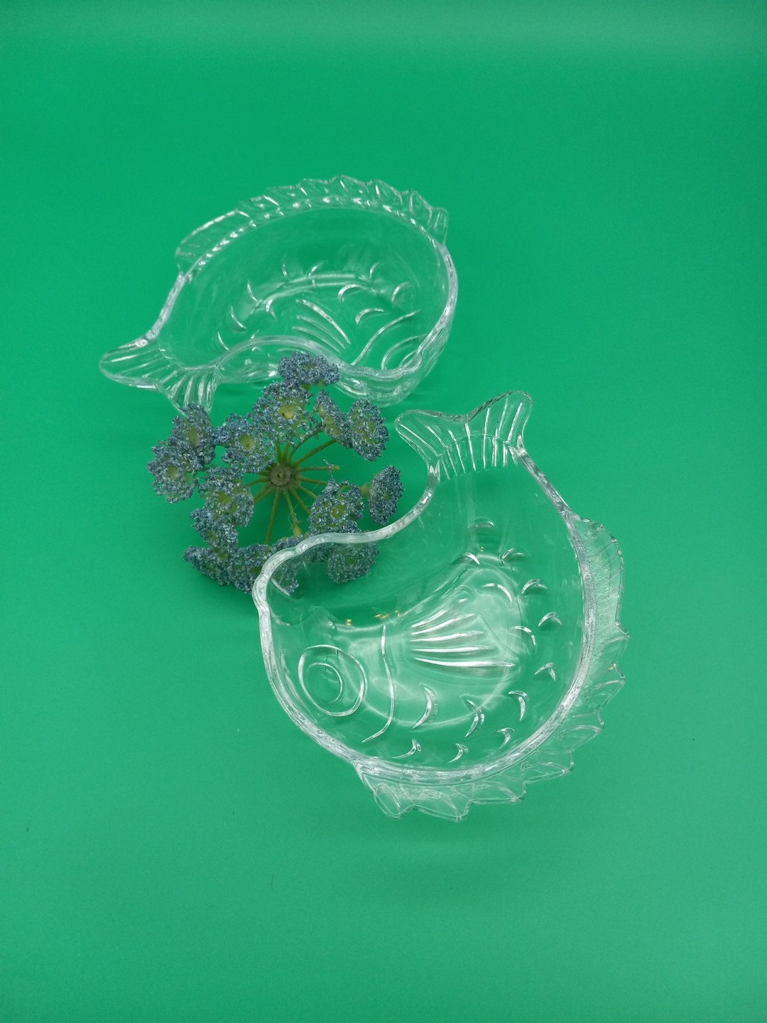 2 Clear Glass KOI Fish Candy Dishes - Etsy