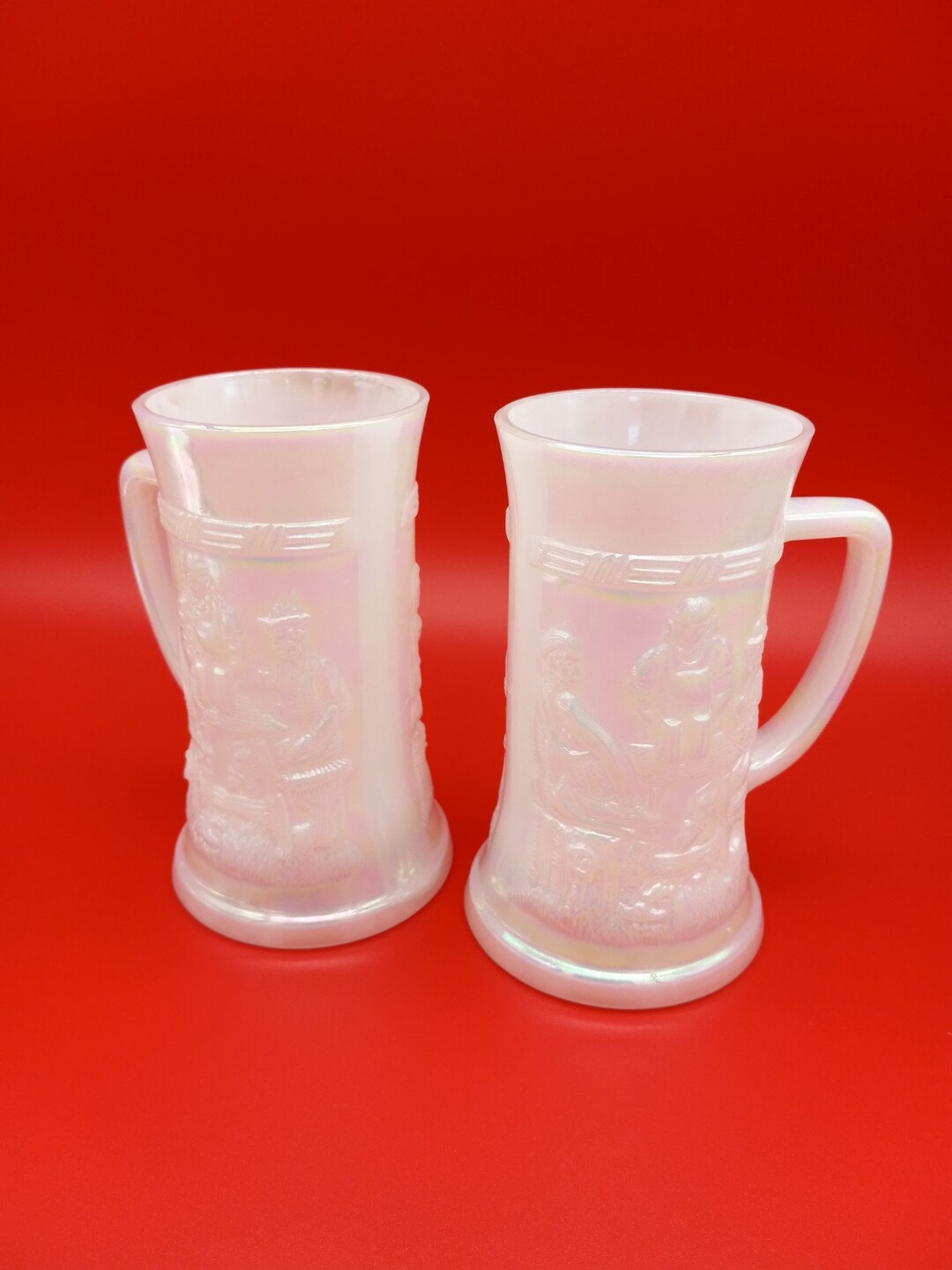 Federal Glass Iridescent Milk Glass Steins - Etsy