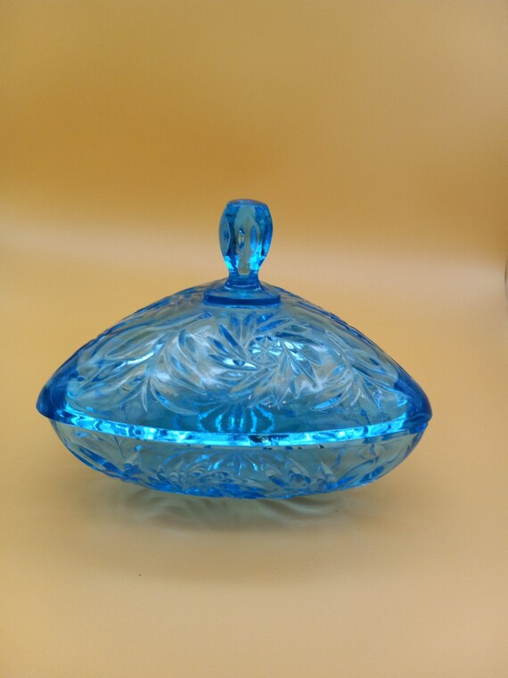 Hazel Atlas Aqua Blue Triangle Candy Dish - Etsy