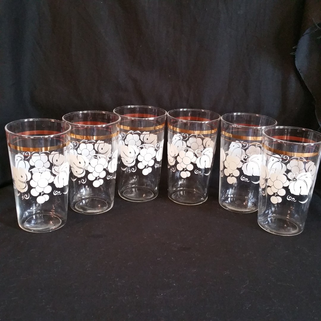 6 Vintage Clear Glasses - Etsy