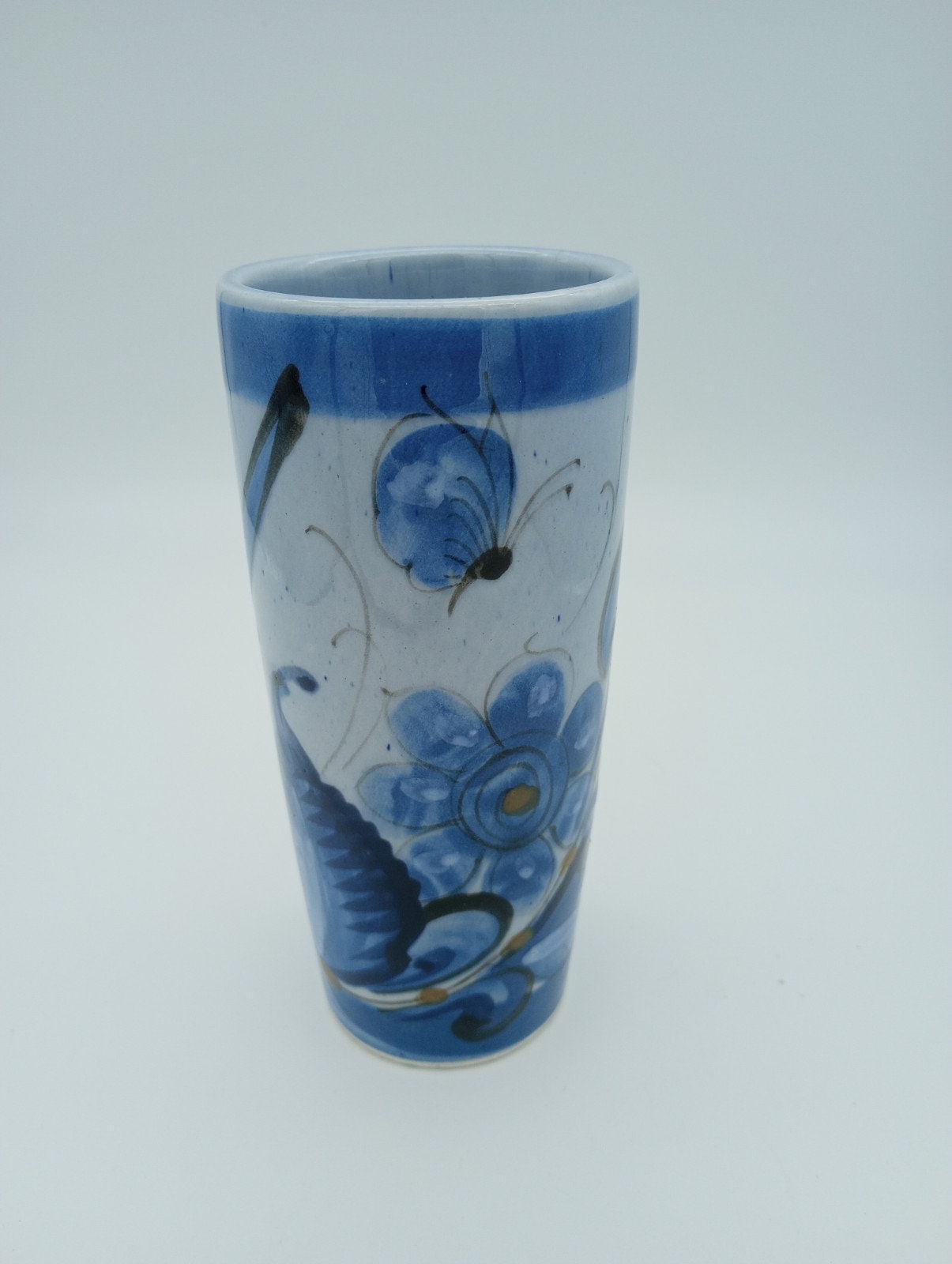 Blue Bird Pottery Vase - Etsy