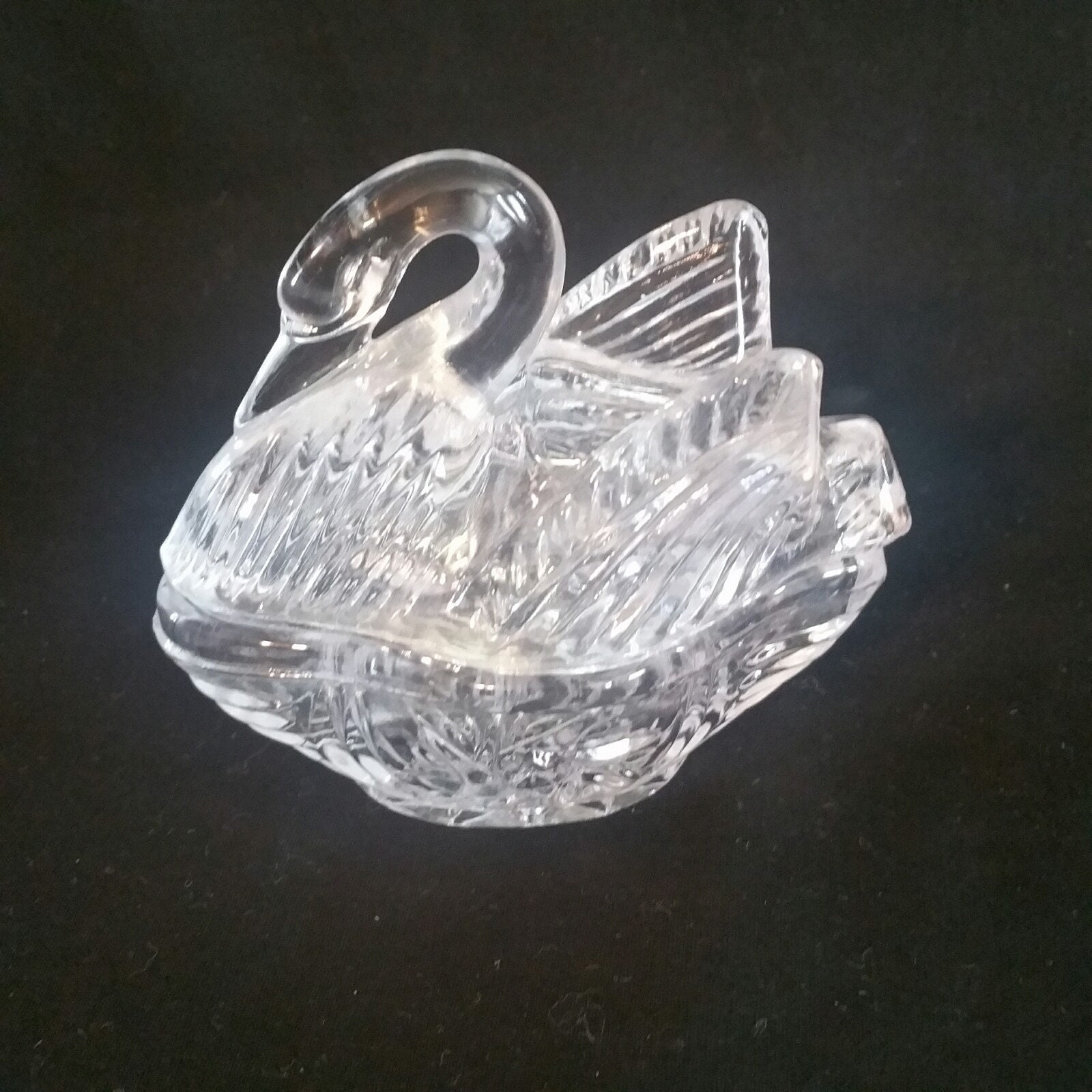 Vintage Crystal Swan Trinket Box | Etsy