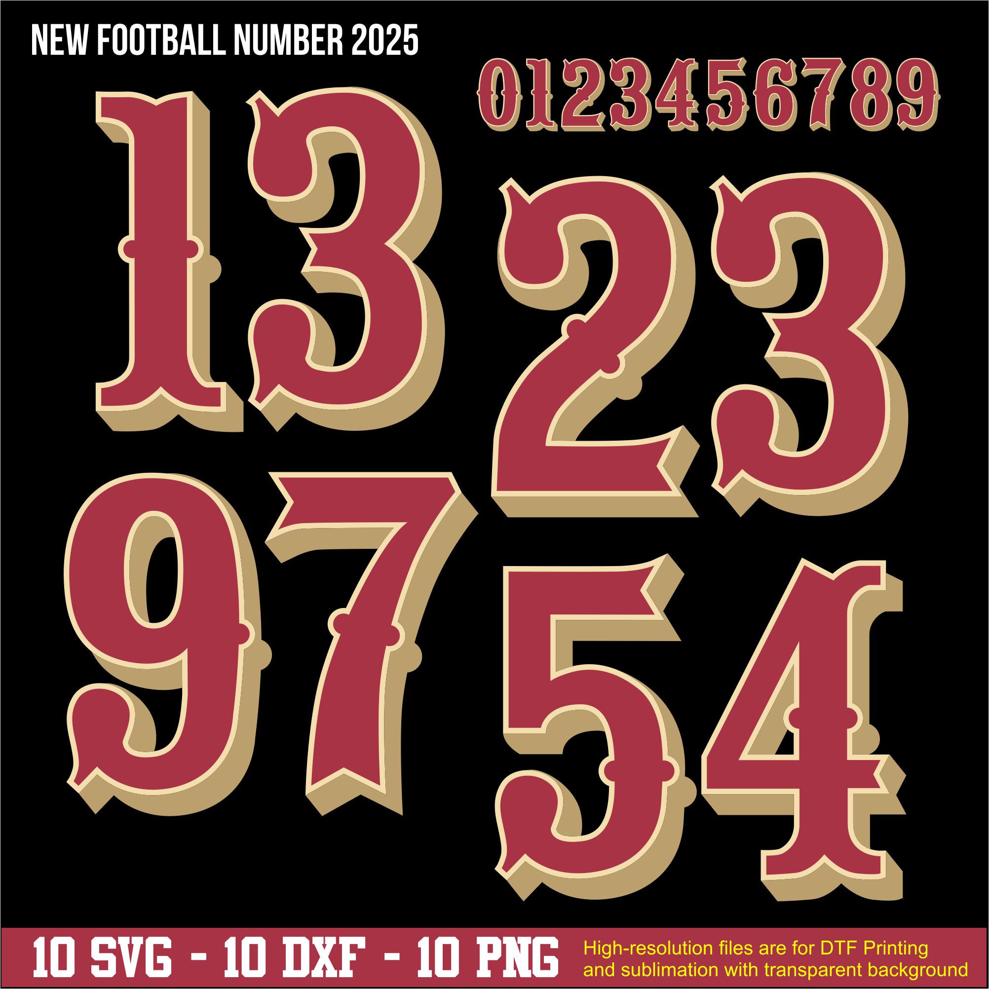 49ers Football Jersey Number SVG: San Francisco Team Colors (digital ...