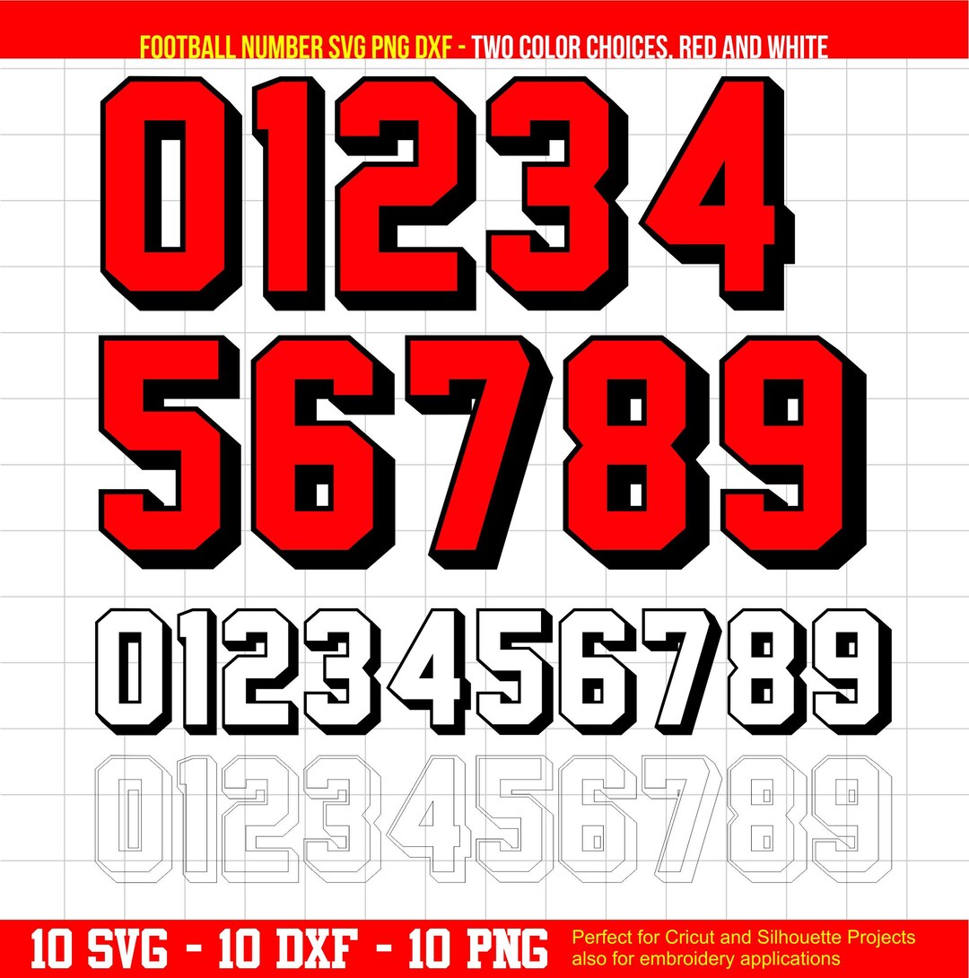 49ers Football Number SVG: Red, White & Black Jersey Font (digital ...