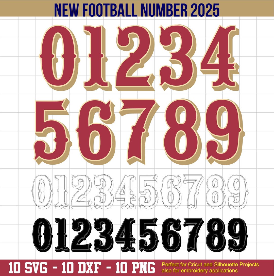 49ers Football Jersey Number SVG: San Francisco Team Colors (digital ...