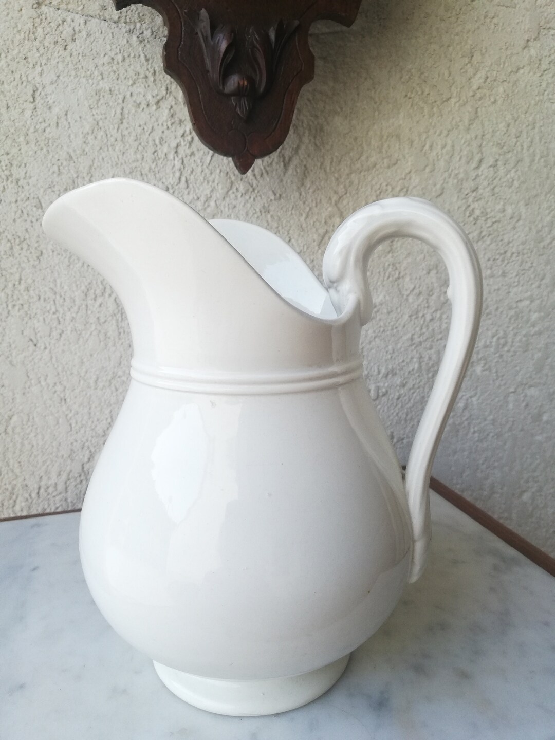French White Ironstone Snake Pitcher Sarreguemines / Pitcher White ...
