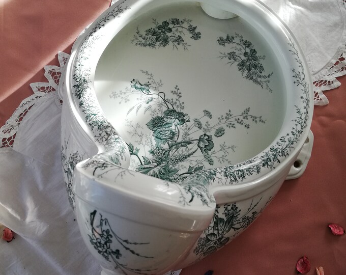 Victorian Antique Urinal Johnson Brothers Green Transferware / Antique ...