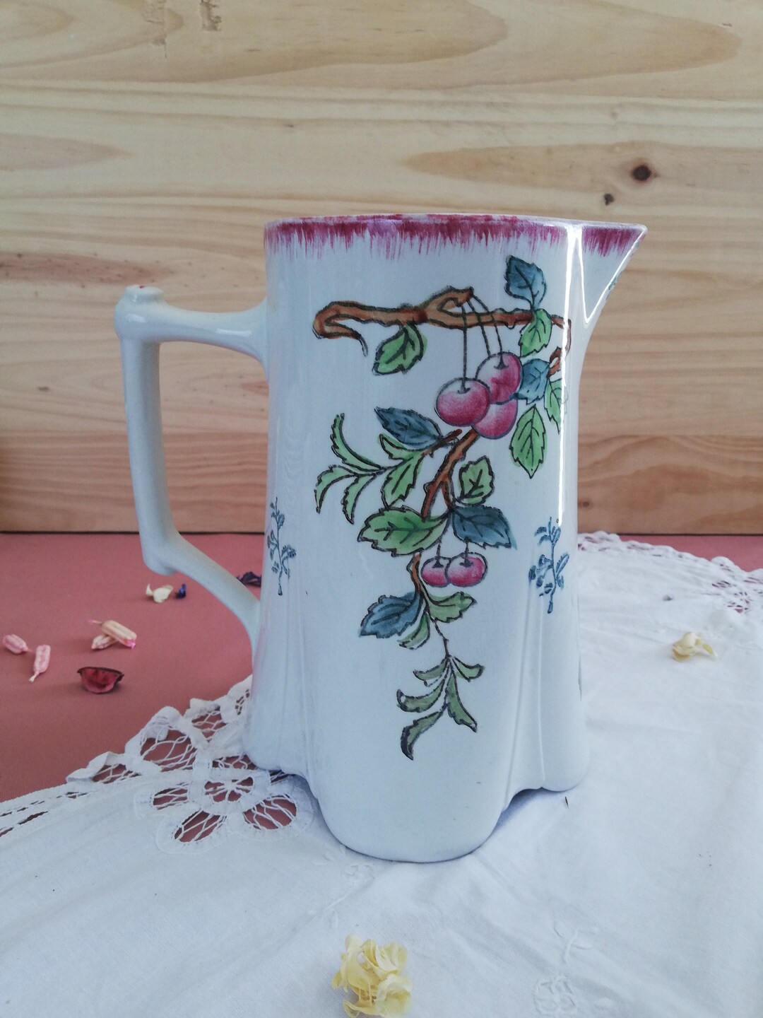 Ironstone Pitcher Longwy Cherish Transferware/ Pitcher Longwy ...