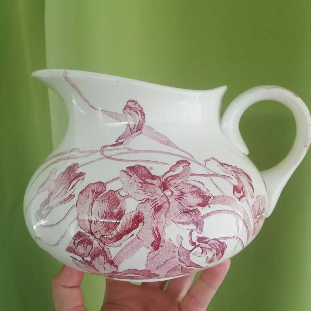 Pitcher / Bathroom Broc K G Luneville in Pink Iron Earth / French ...