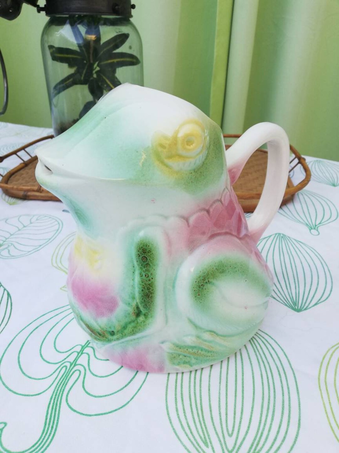 Ironstone Majolica Jug Frog Sarreguemines / Pitcher Frog Slurry ...