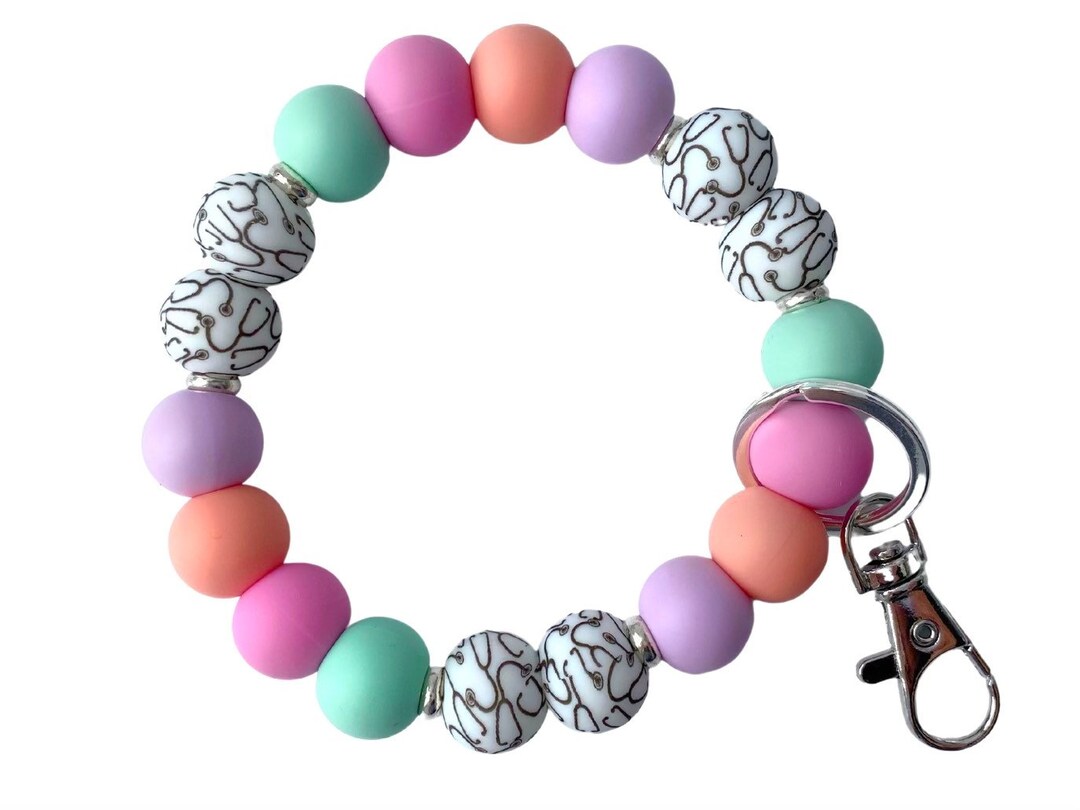 Wristlet - Stethoscope Bead Wristlet, Silicone Bead Wristlet, Bracelet ...