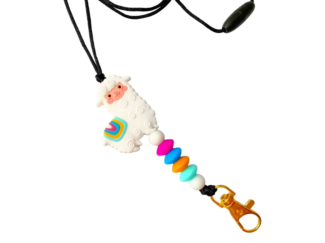 Lanyard Llama Lanyard, Silicone Bead Lanyard, Beaded Teacher Lanyard ...