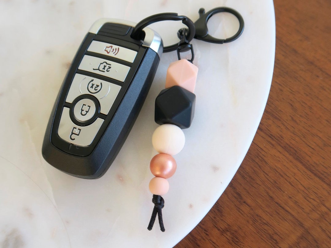 Keychain - Silicone Bead Keychain, Beaded Keychain, Beaded Key Fob ...