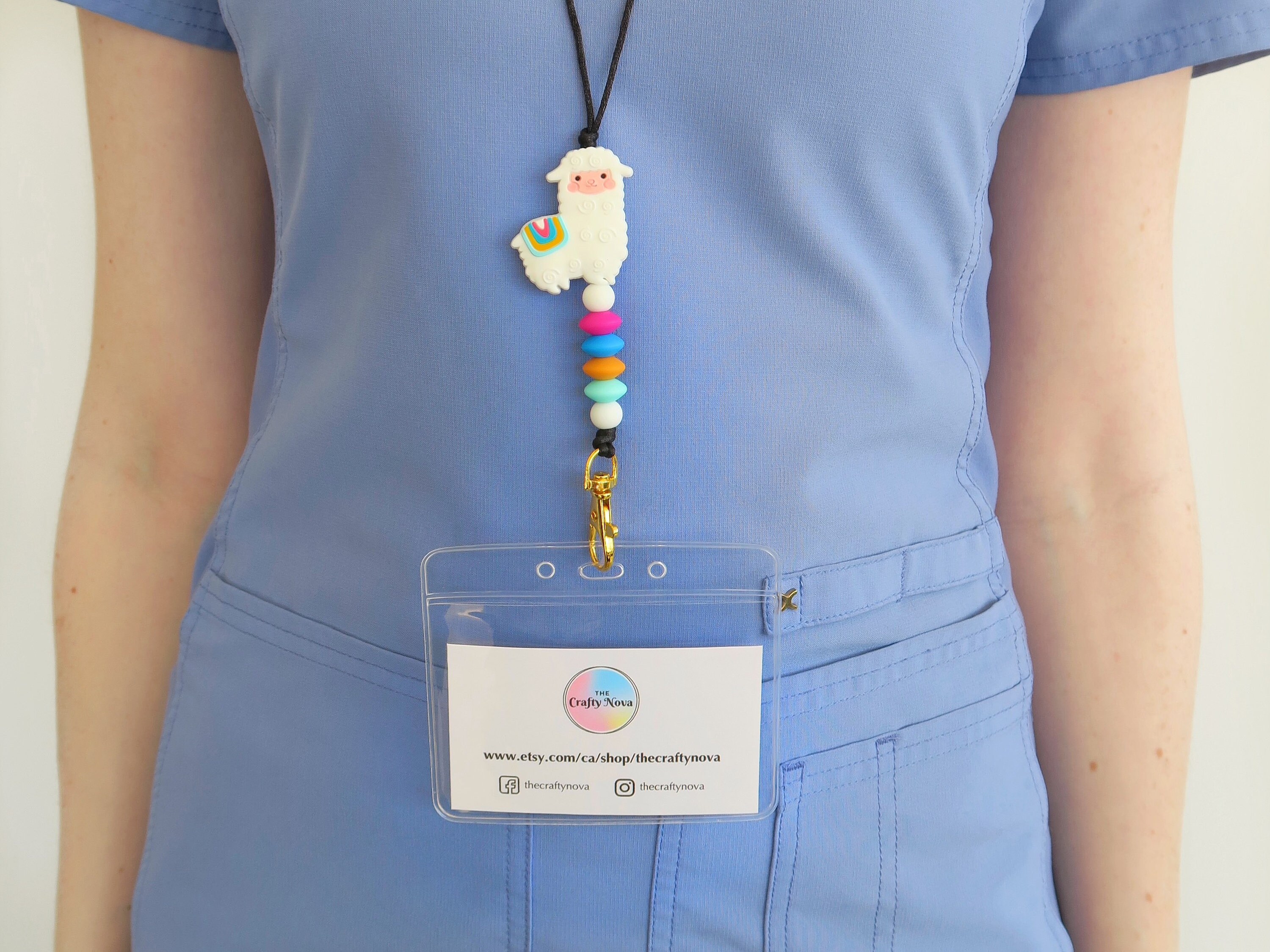 Lanyard Llama Lanyard Silicone Bead Lanyard Beaded Teacher - Etsy