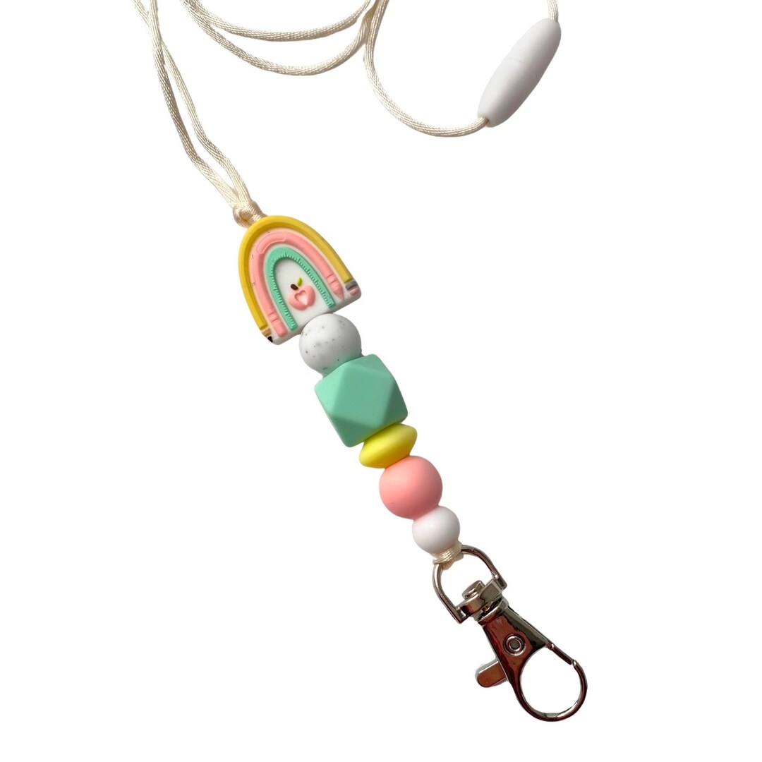 Lanyard - Teacher Lanyard, Silicone Bead Lanyard, Beaded Teacher ...