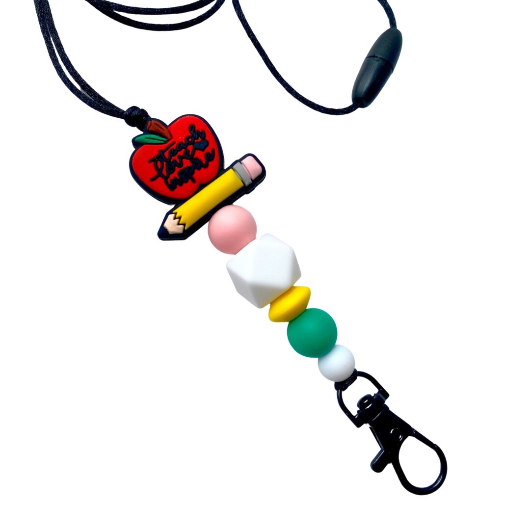 Lanyard Apple Lanyard, Teacher Lanyard, Pencil Lanyard, Silicone Bead ...