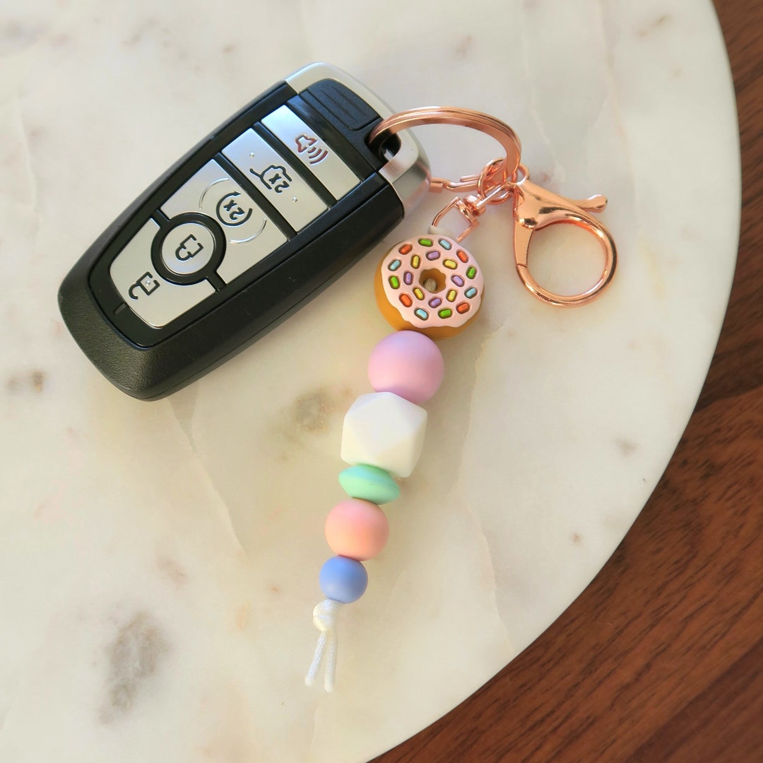 Keychain Silicone Bead Keychain Donut Bead Keychain Beaded - Etsy