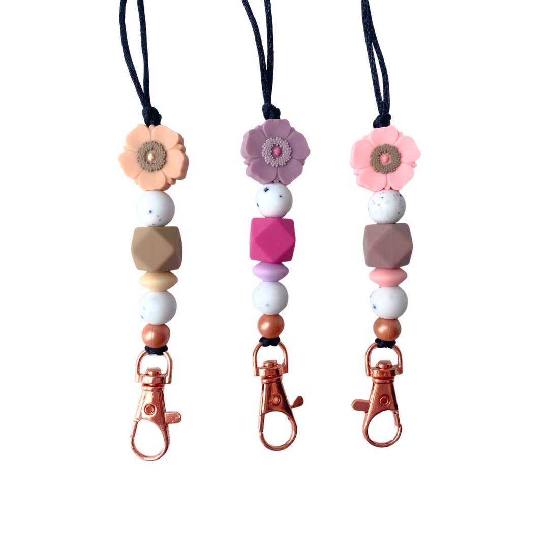 Lanyard Flower Lanyard, Teacher Lanyard, Silicone Bead Lanyard, Beaded ...
