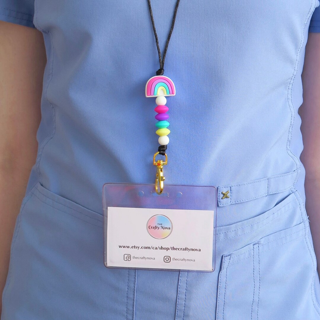 Silicone Bead Lanyard Rainbow Colors, Rainbow Lanyard Beaded Lanyard ...