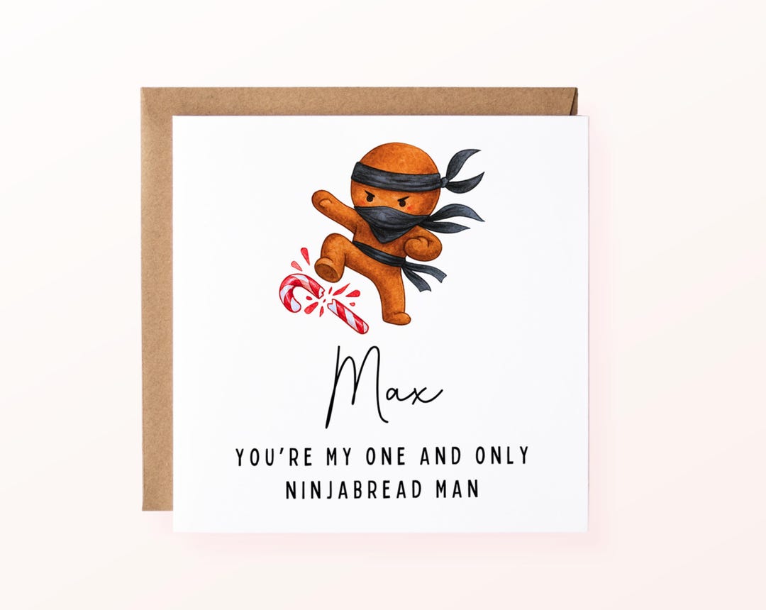 Personalized Ninja Gingerbread Man Christmas Card | Christmas Card for ...