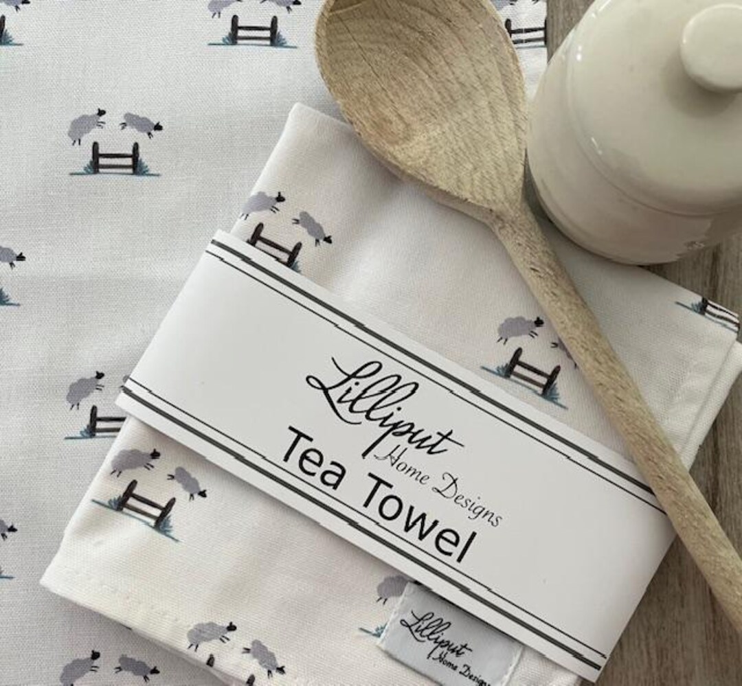 Jumping Sheep Tea Towel // Dish Towel // 100% Cotton // Kitchen ...