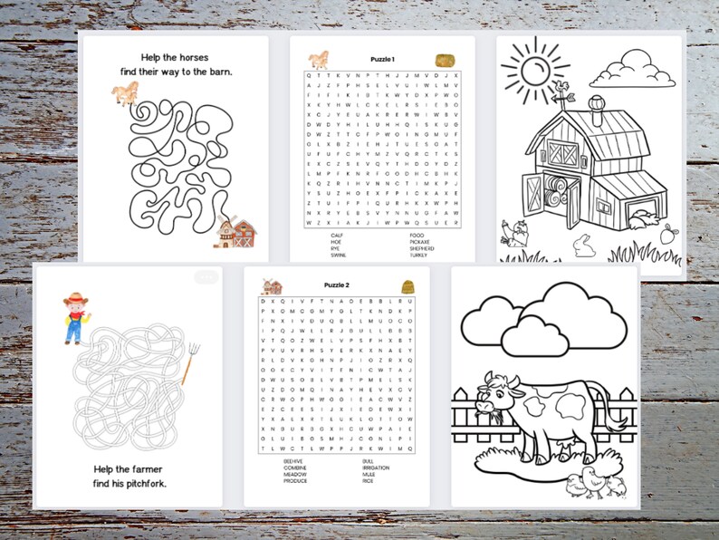 Farm Activity Printable // Farm Coloring Pages Kids - Etsy